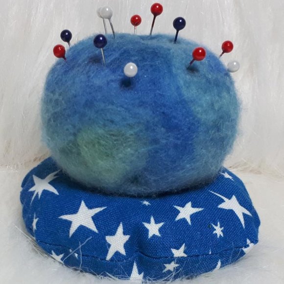 Handmade | Other | Felted Wool Pincushion Handmade Blue Shades | Poshmark